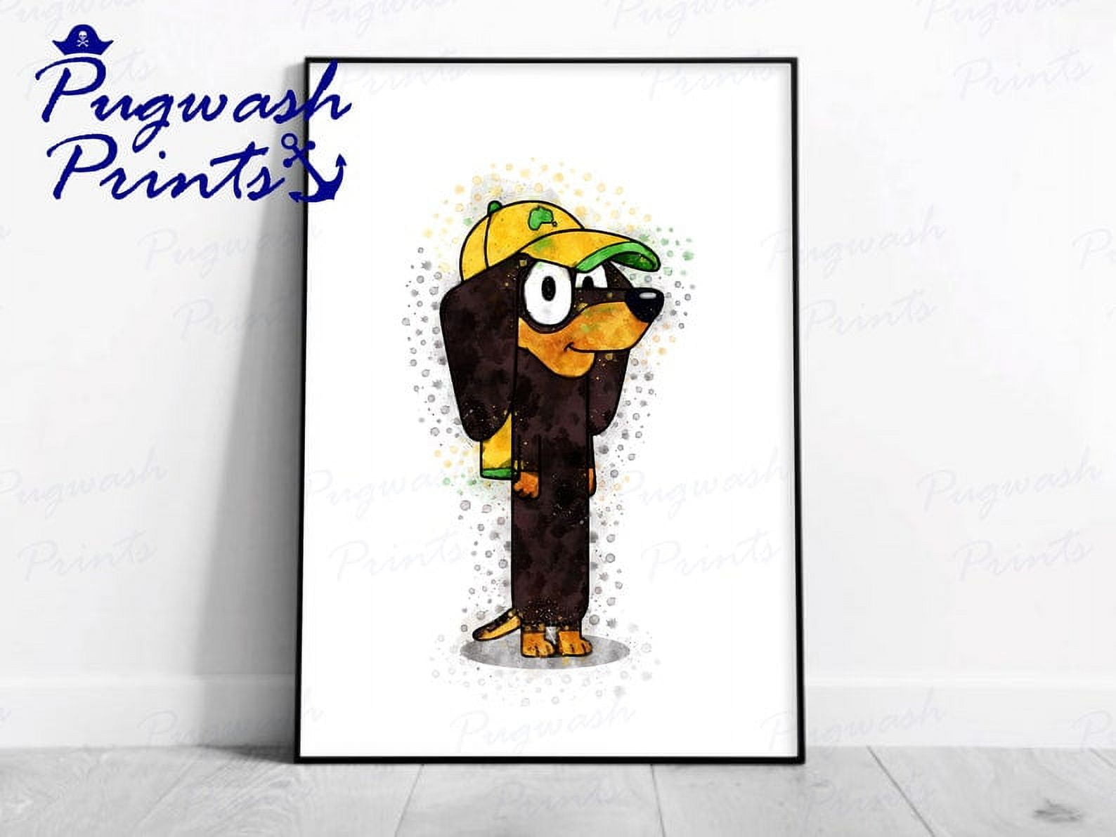 POSTER Bluey Print 'SNICKERS' character Watercolour Splash Art, Home ...