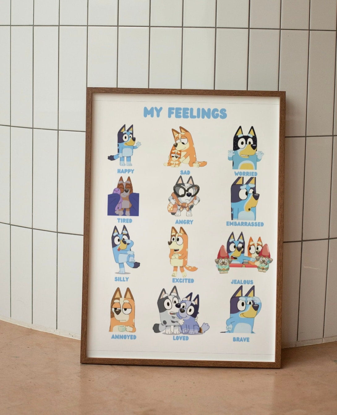 POSTER Bluey feelings chart, bluey emotions poster, calm down corner ...