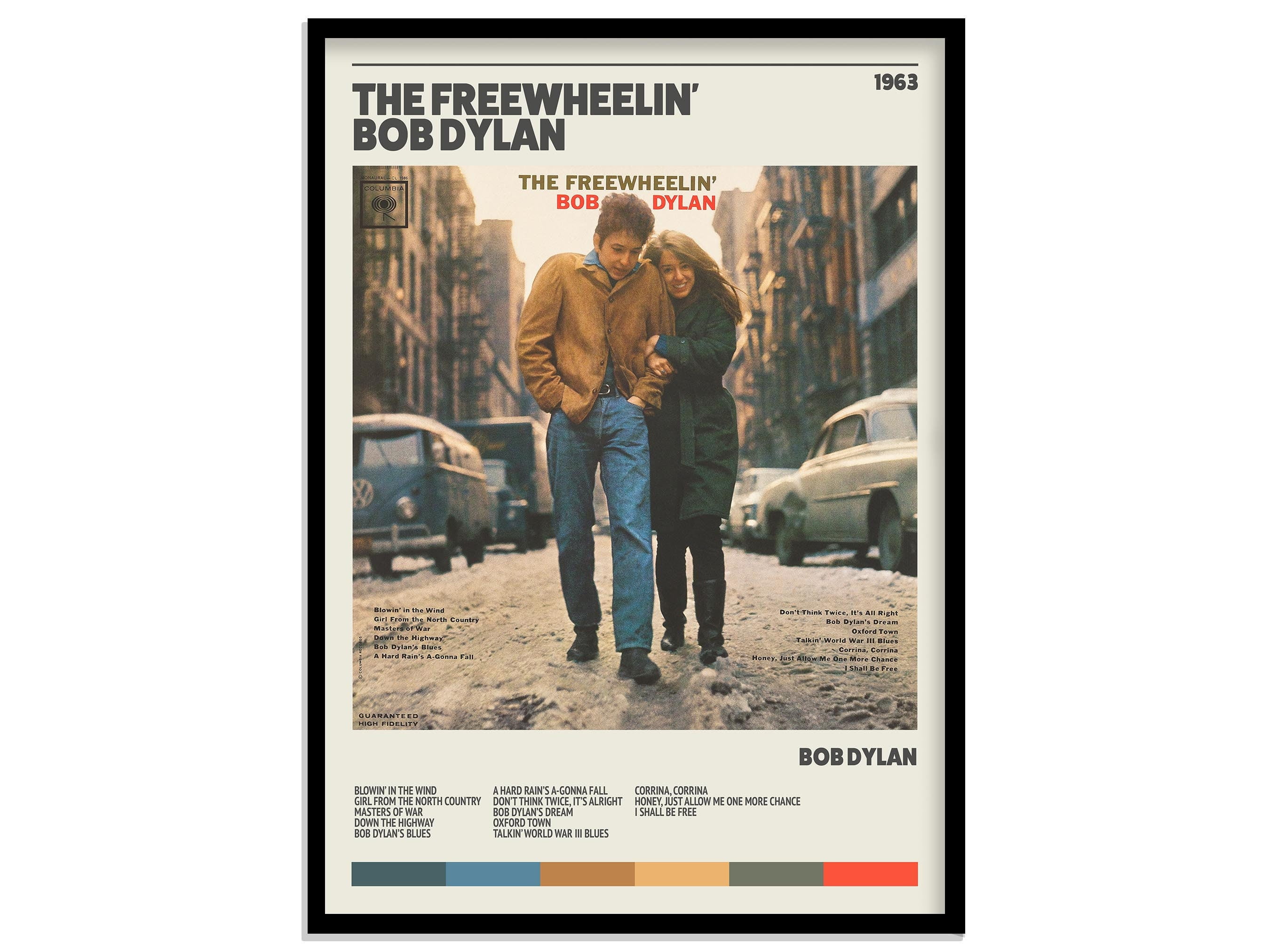 POSTER Bob Dylan - The Freewheelin' Bob Dylan - Retro Music Album ...
