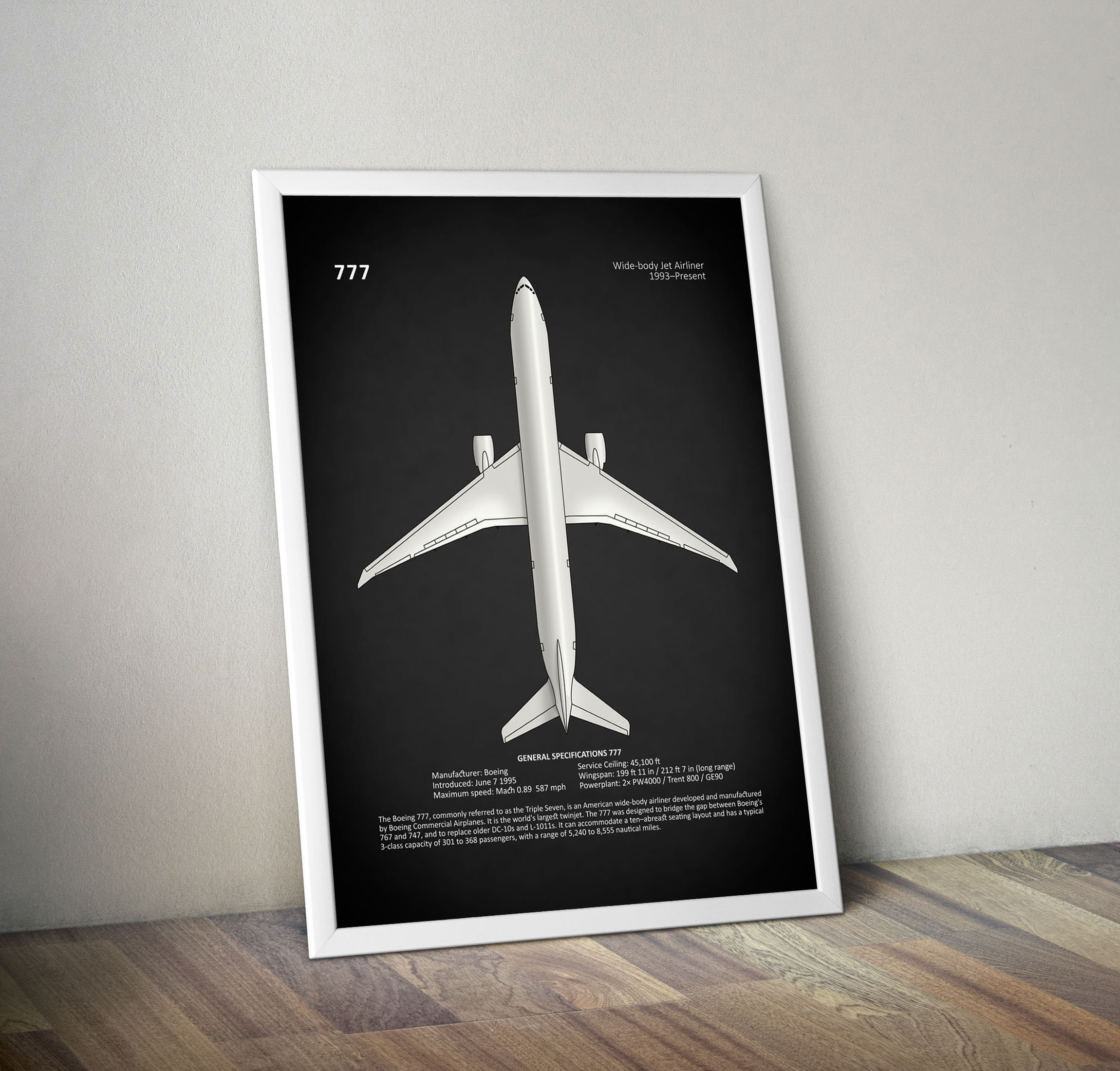 POSTER Boeing 777 Jet Airliner Poster Aircraft Poster Aviation Art ...