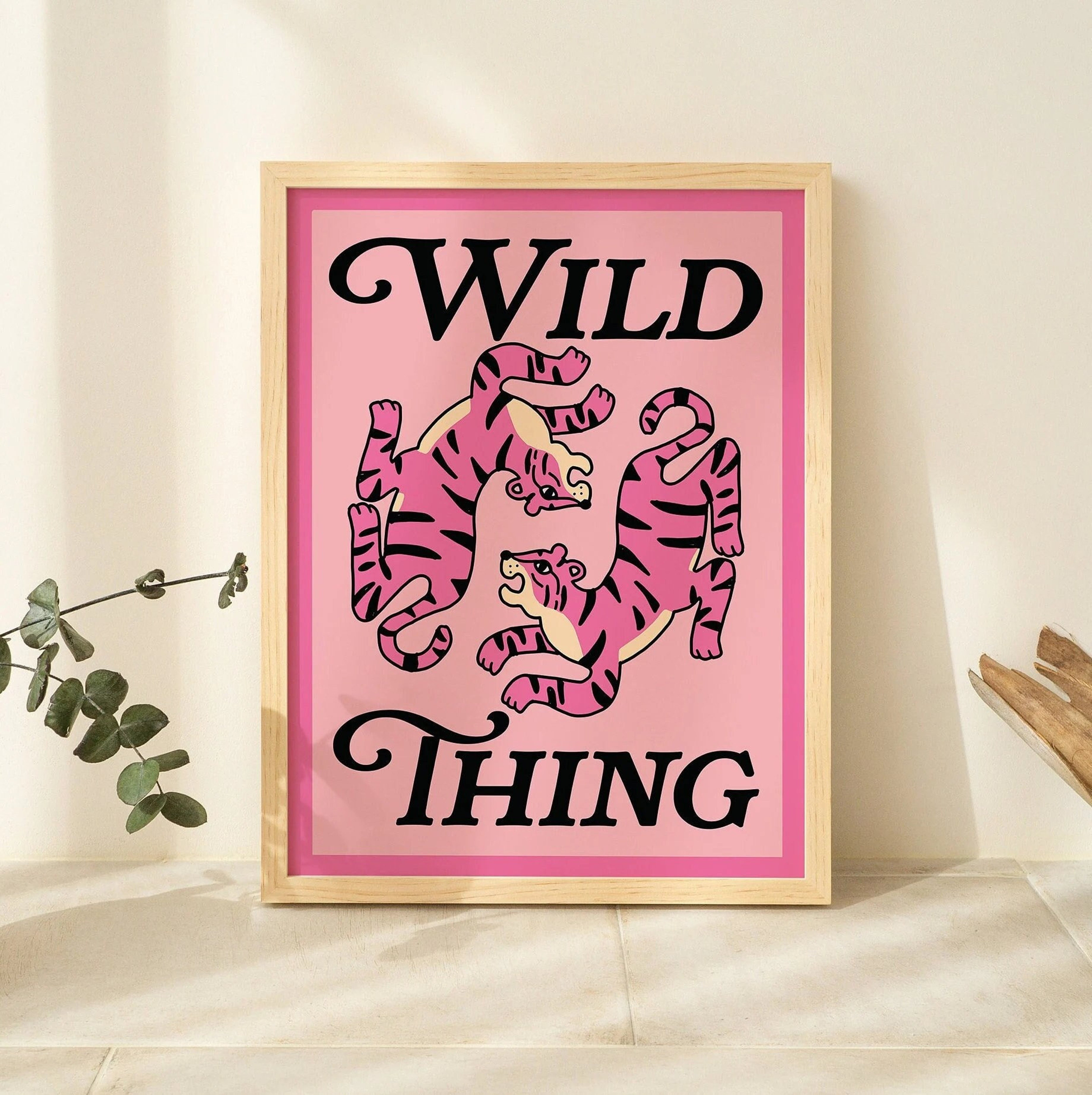 POSTER Bold Pink Tiger Poster, Large Maximalist Wall Art, Funky Neon ...