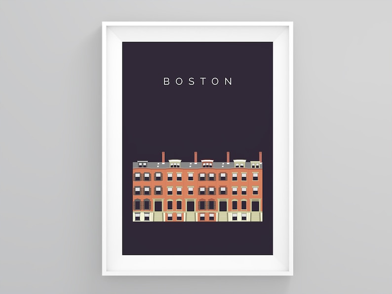 POSTER Boston Landmark Poster, South End Boston, Travel Destination ...