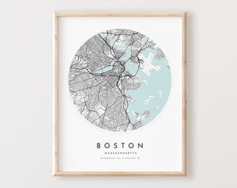 POSTER Boston Map Print, Boston Map Poster City Wall Art, Ma Road Map ...