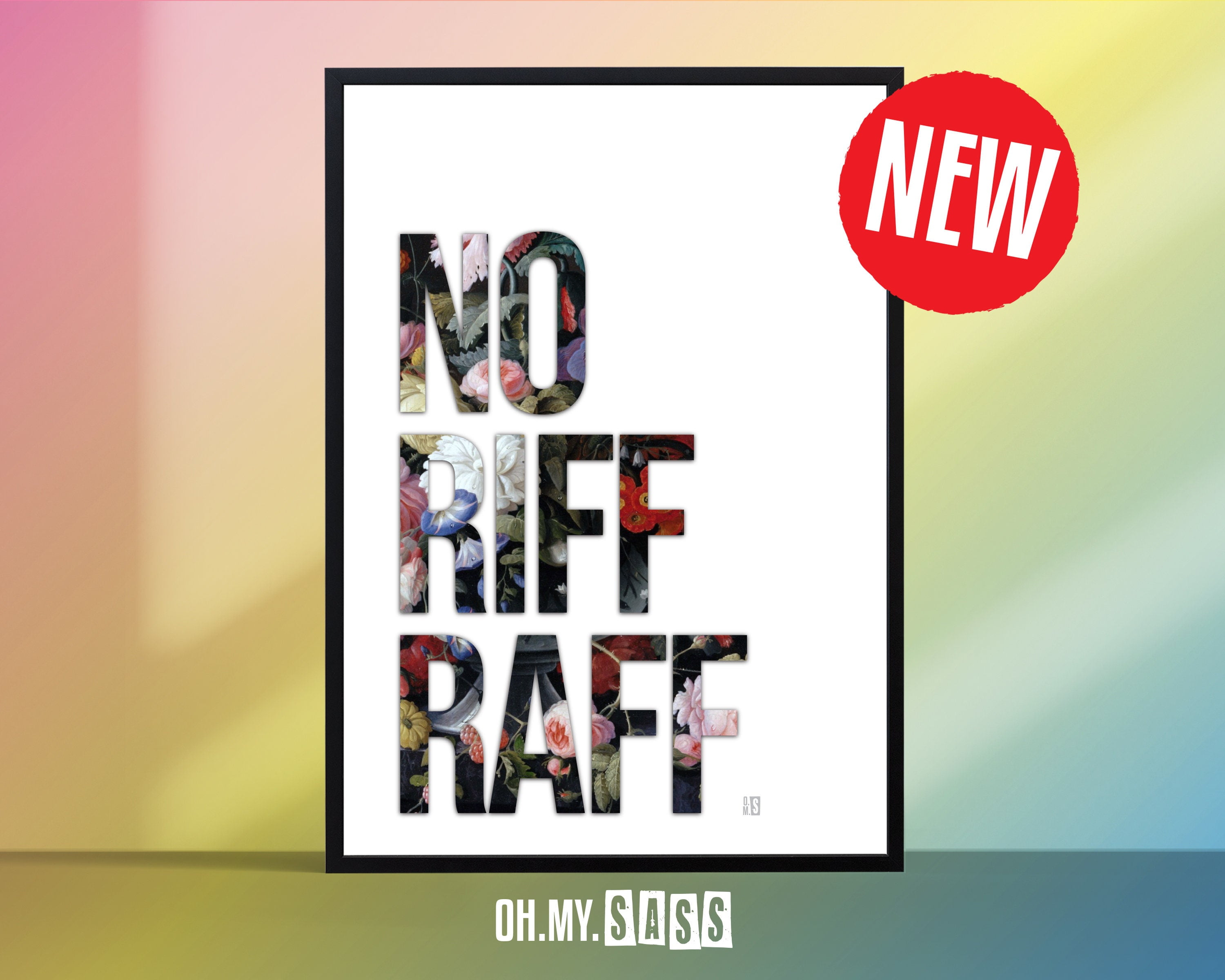 Poster Botanical No Riff Raff Vintage Print | Typography Spray Paint ...