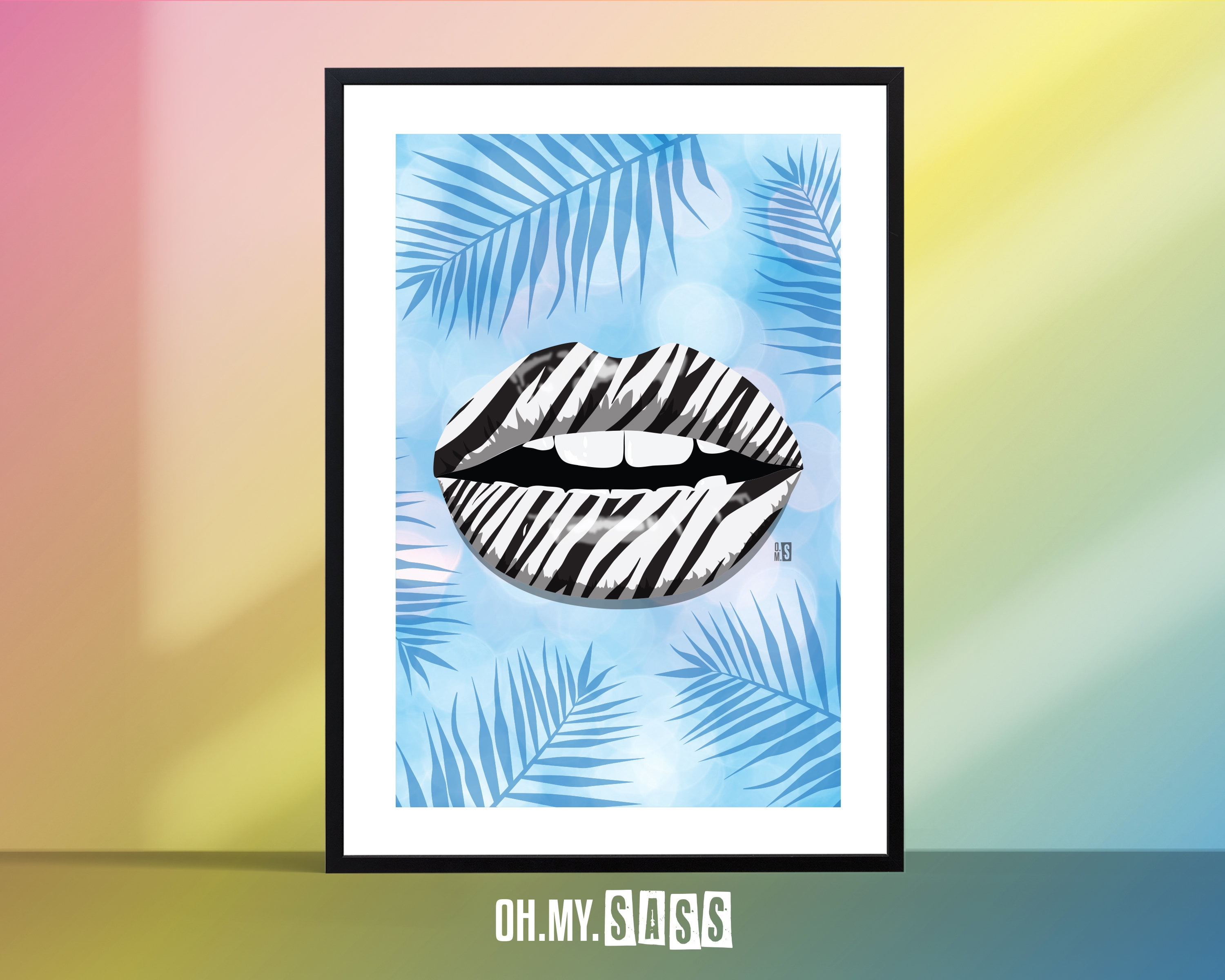POSTER Botanical Zebra Lips Print | Quirky Colourful Print | Fun ...