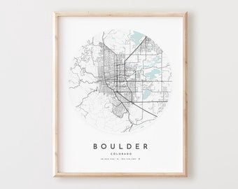 POSTER Boulder Map Print, Boulder Map Poster City Wall Art, Co Road Map ...