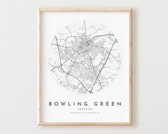 POSTER Bowling Green Map Print, Bowling Green Map Poster City Wall Art ...
