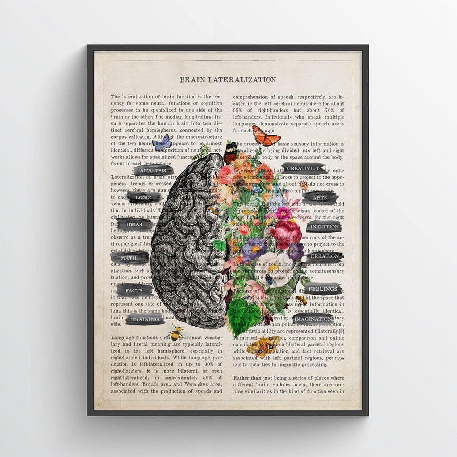 POSTER Brain Lateralization Flower Print, Left and right Cerebrum ...