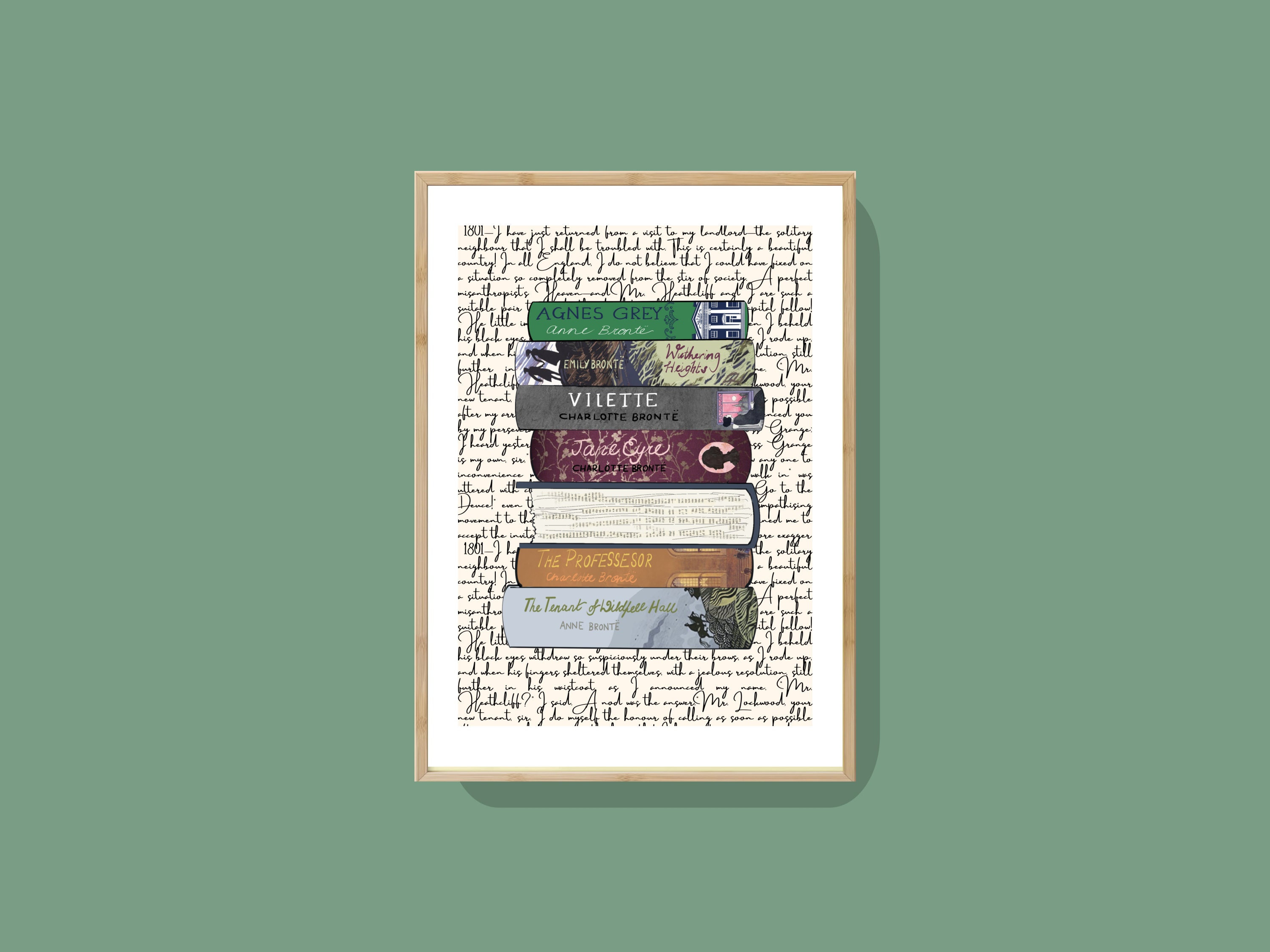 POSTER Bronte Book Stack Art Print, Book Spine Art, Book Cover Design ...