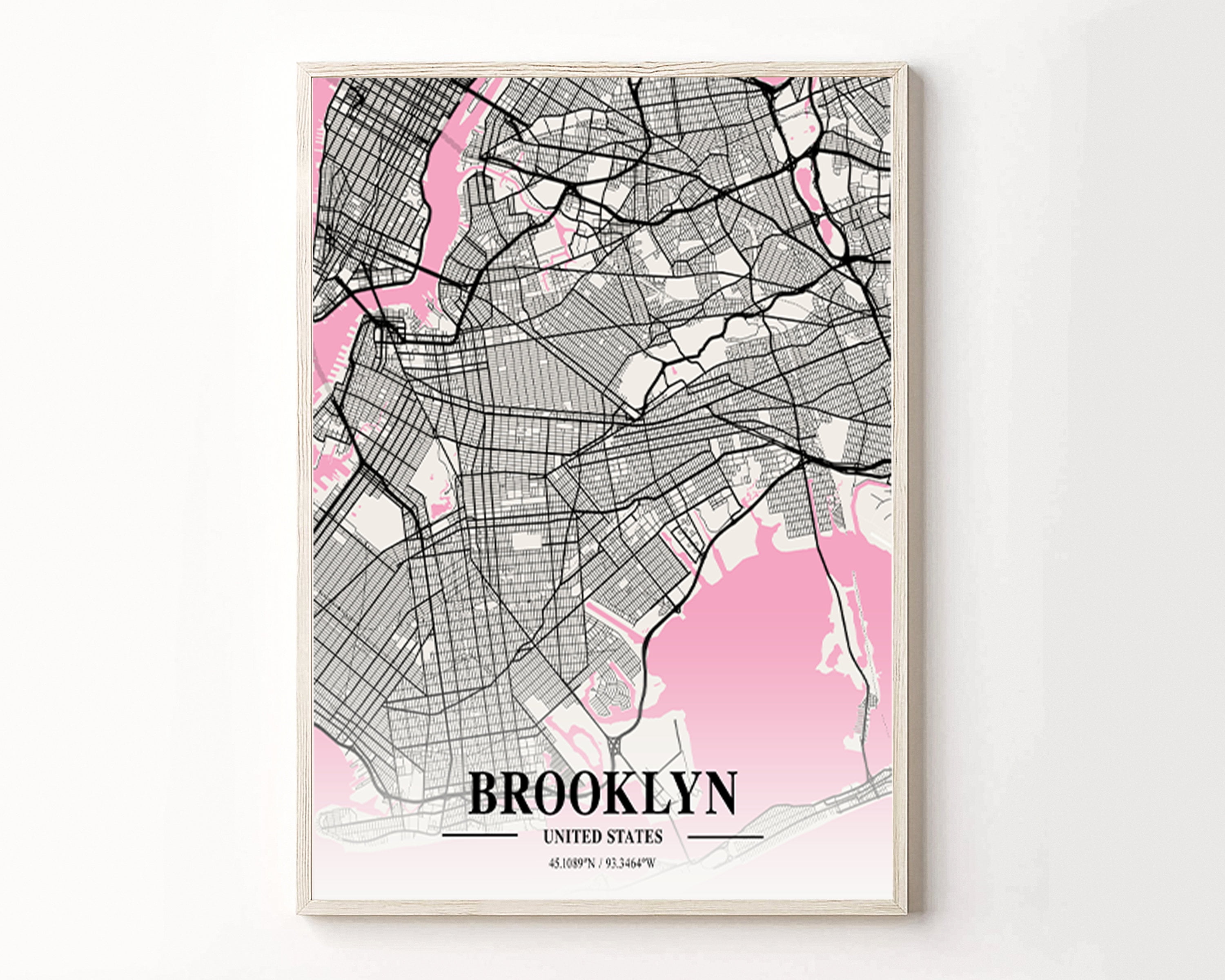 POSTER Brooklyn Art, Brooklyn Map, New York City Poster, New York Print ...