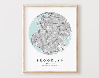 POSTER Brooklyn Map Print, Brooklyn Map Poster City Wall Art, Ny Road ...