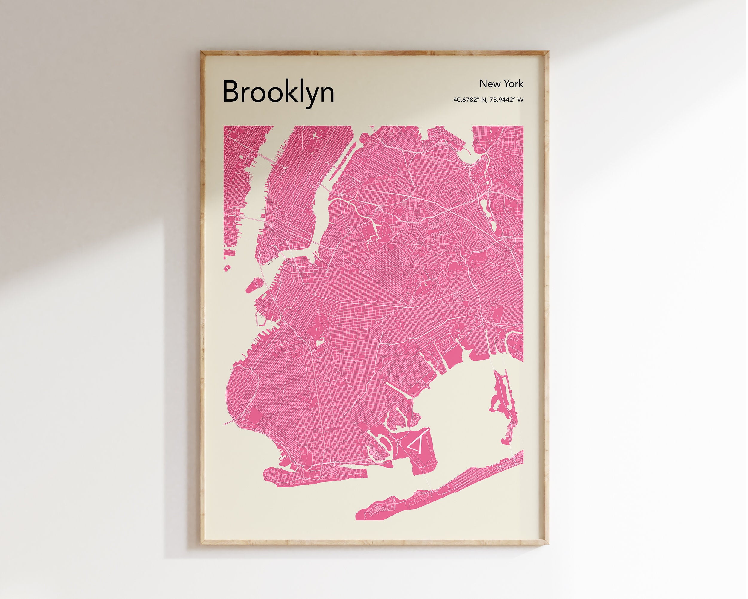 Poster Brooklyn NY City Map Print, , Brooklyn Map Poster , Colour ...