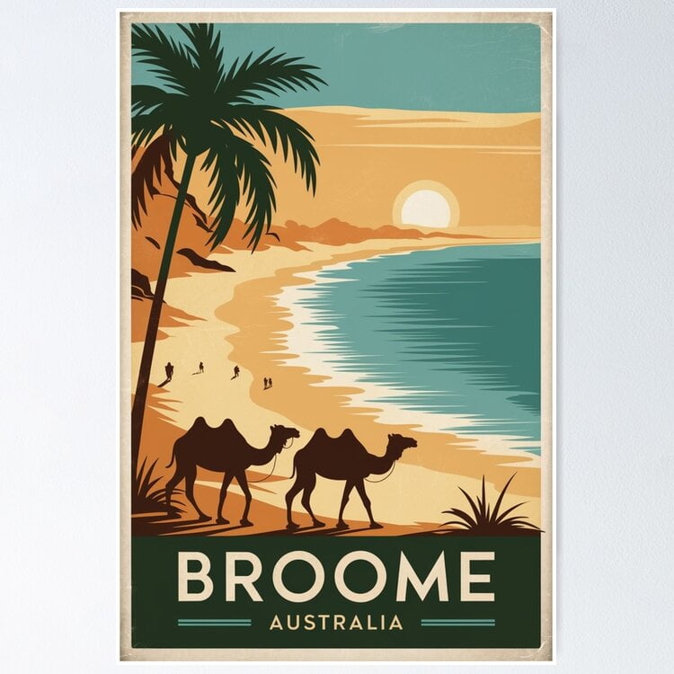 POSTER Broome Vintage Travel Poster Poster UNFRAMED, 24x36 - Walmart.com