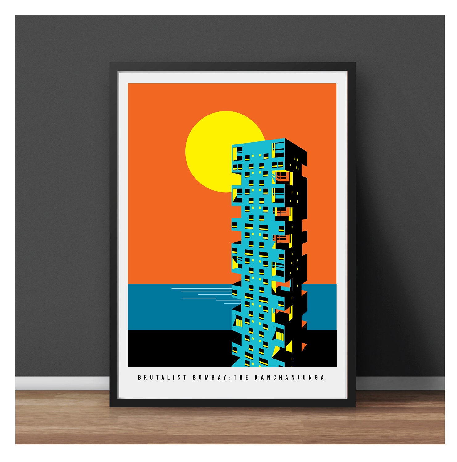 Poster Brutalist Bombay - The Kanchanjunga Towers Illustrated Art print, Matte and Giclee Art ...