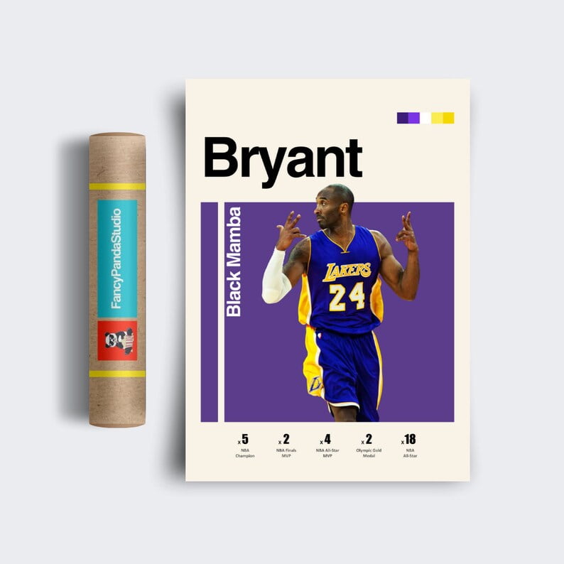 POSTER Bryant Inspired Lakers Fan Poster NBA Basketball Sports Wall Art ...