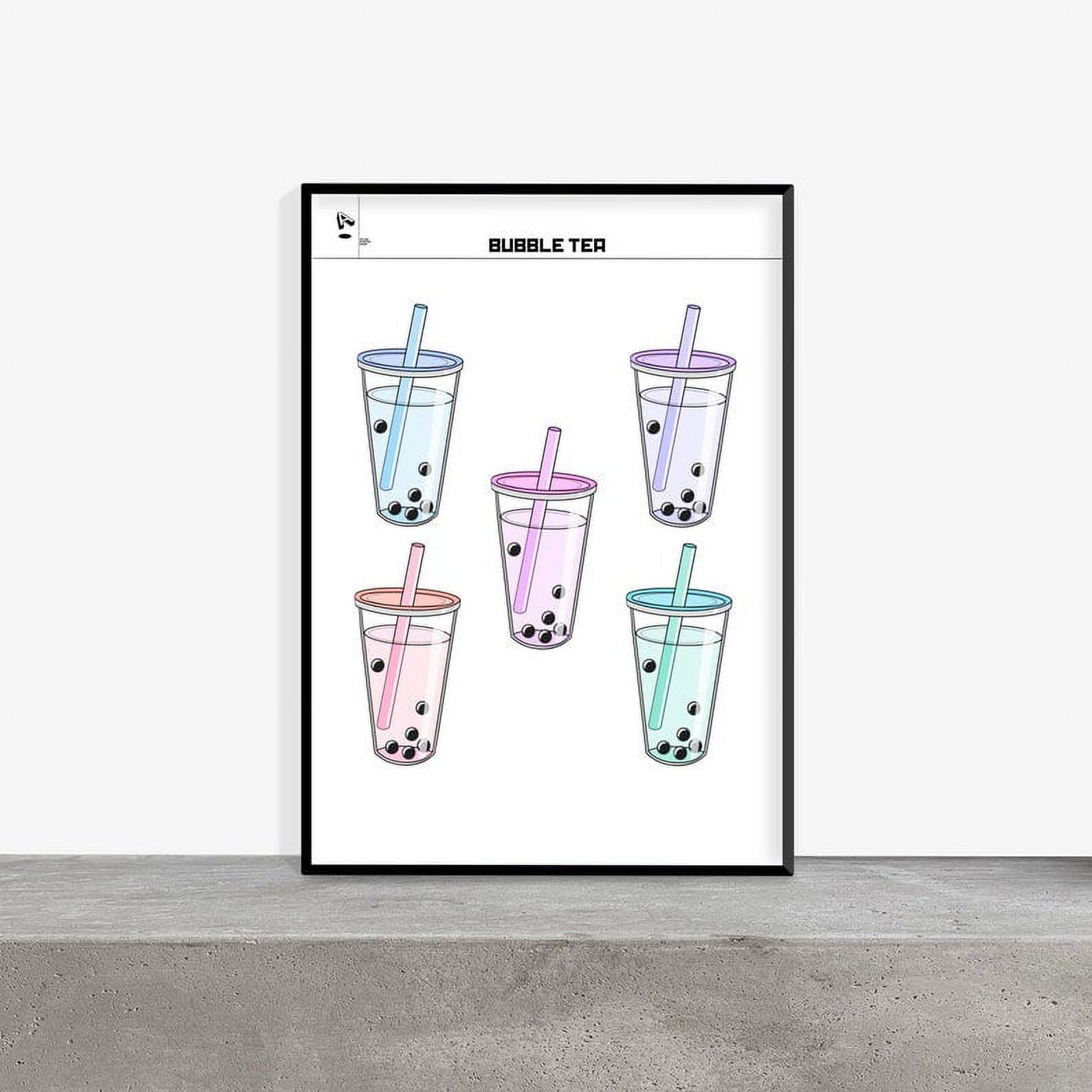 POSTER Bubble Tea Pastel Boba Bundle Minimal Kawaii Soft Aesthetic ...