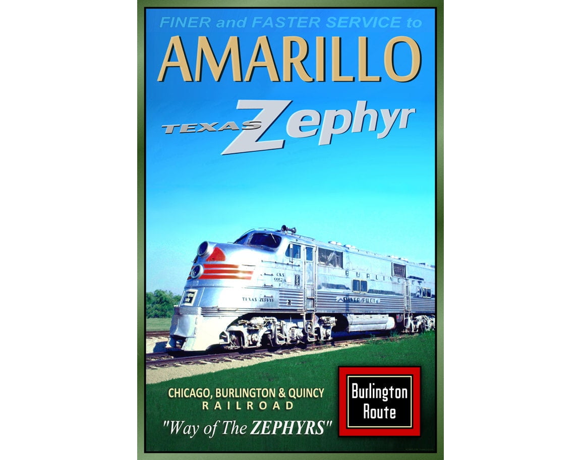 POSTER Burlington Route TEXAS ZEPHYR New Original Retro Poster ...