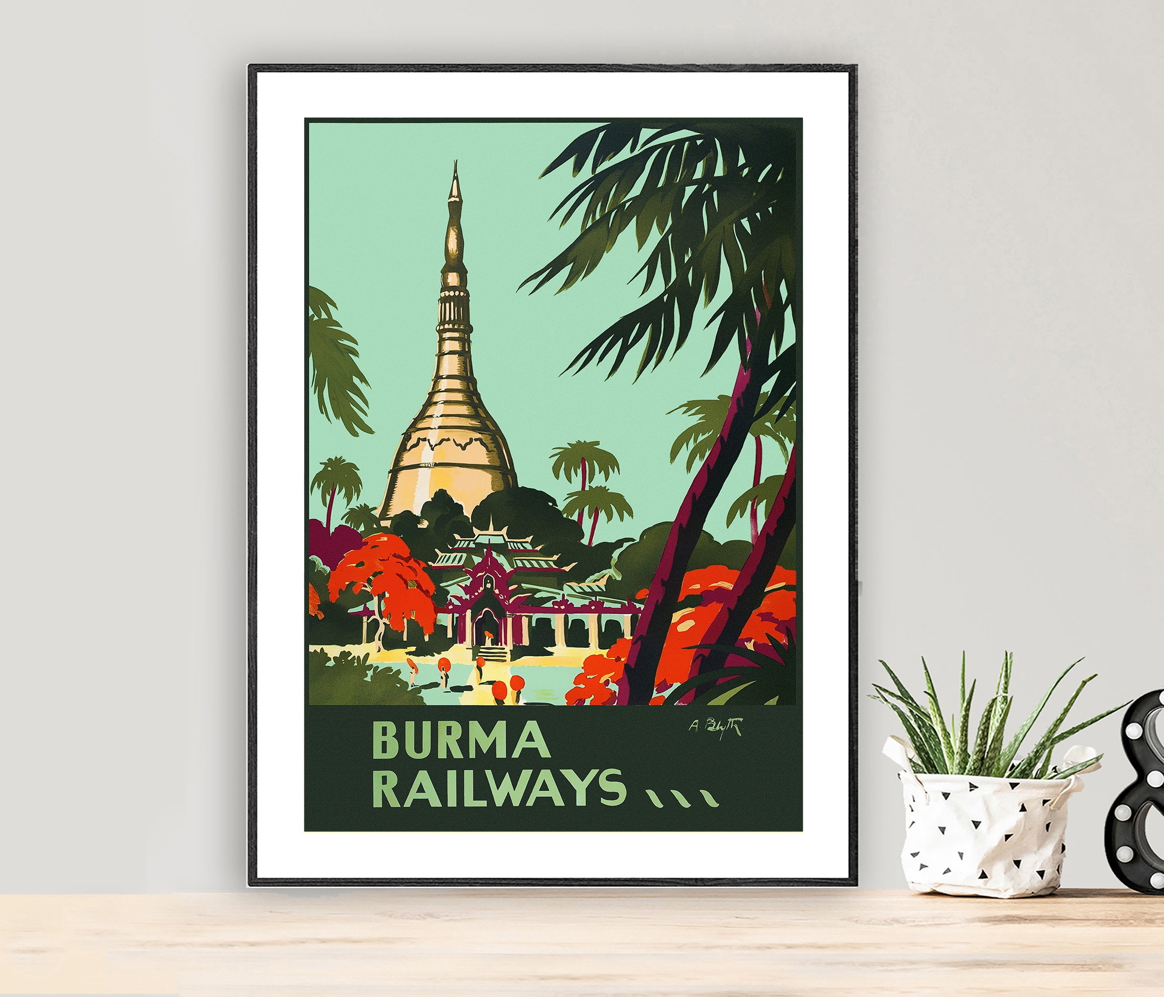 POSTER Burma Railways Vintage Travel Poster - Poster Paper Print / Gift ...