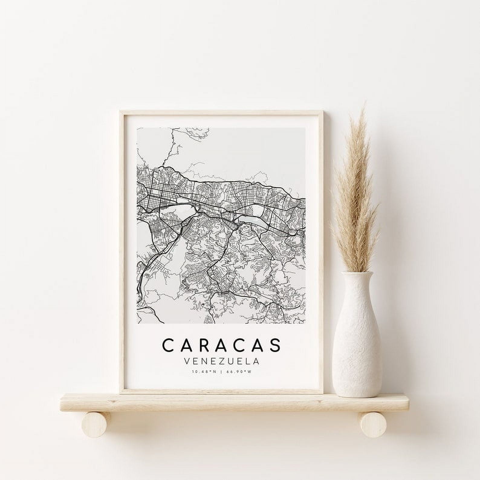 POSTER CARACAS City Map, Venezuela Map Poster, blue and white print ...