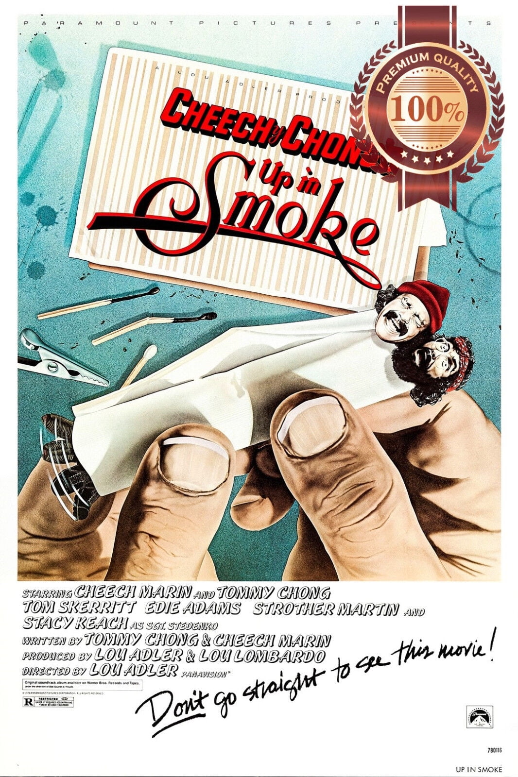 POSTER CHEECH AND CHONG UP IN SMOKE 1978 70s ORIGINAL FILM MOVIE PRINT ...