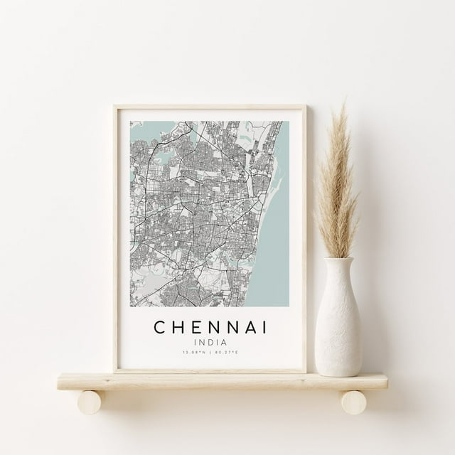 POSTER CHENNAI City Map, India Map Poster, engagement map art, Locations, personalized gift, Map ...