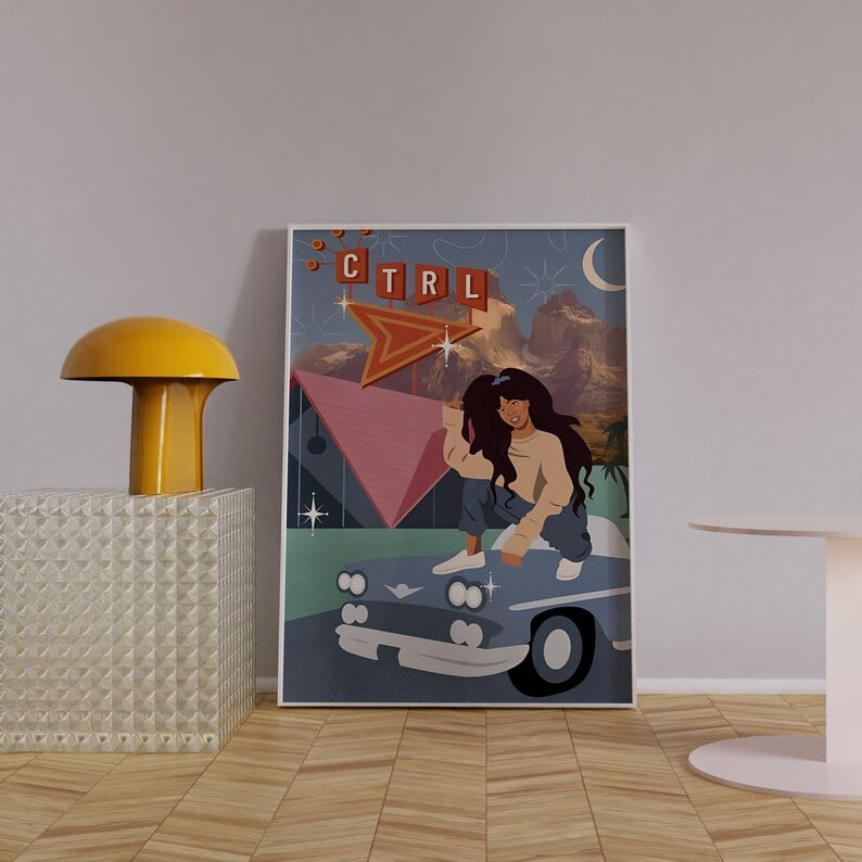 POSTER CTRL Illustration Print SZA Poster Preppy Wall Art Girly Dorm ...