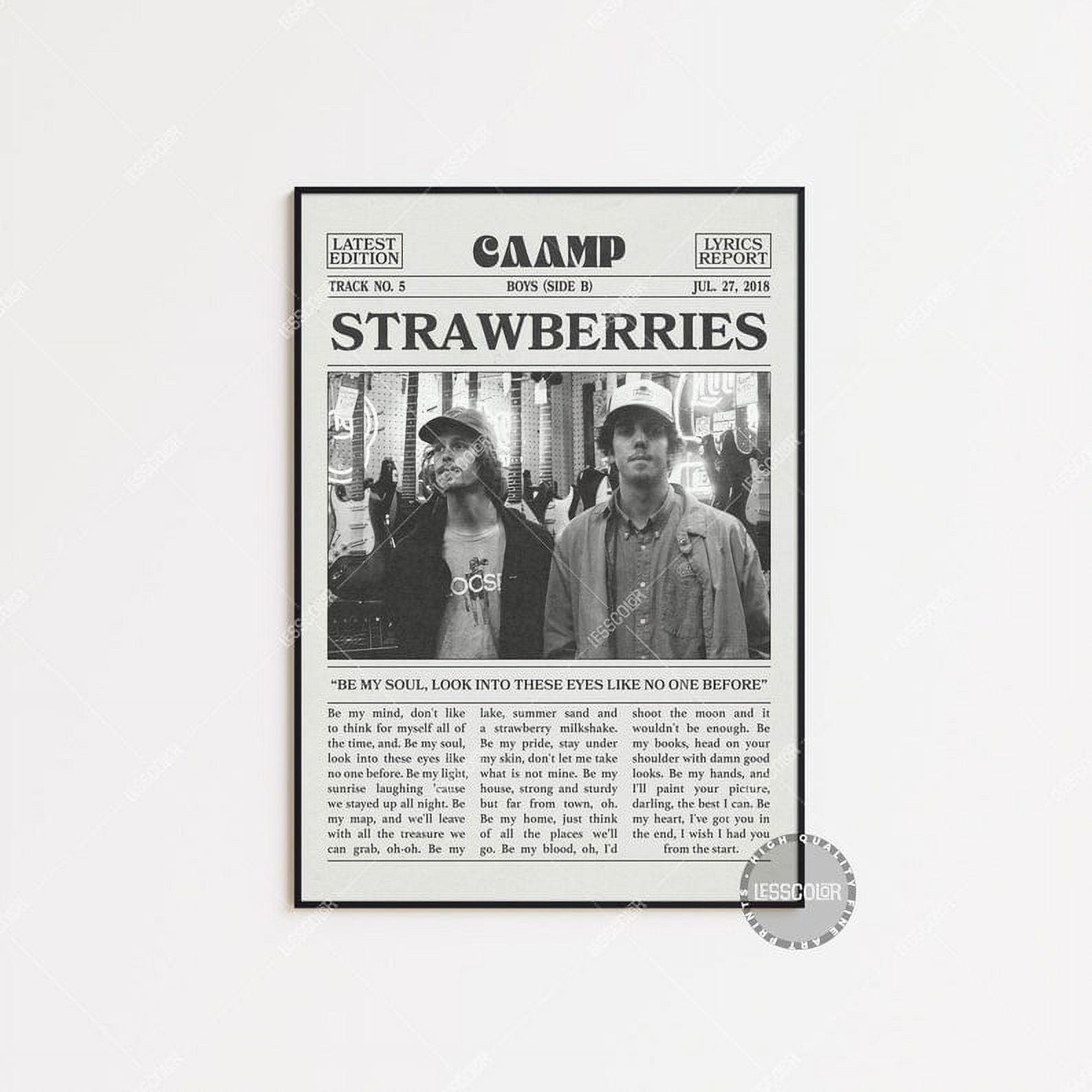 Poster Caamp Newspaper Print, Strawberries Poster , Strawberries Lyrics ...