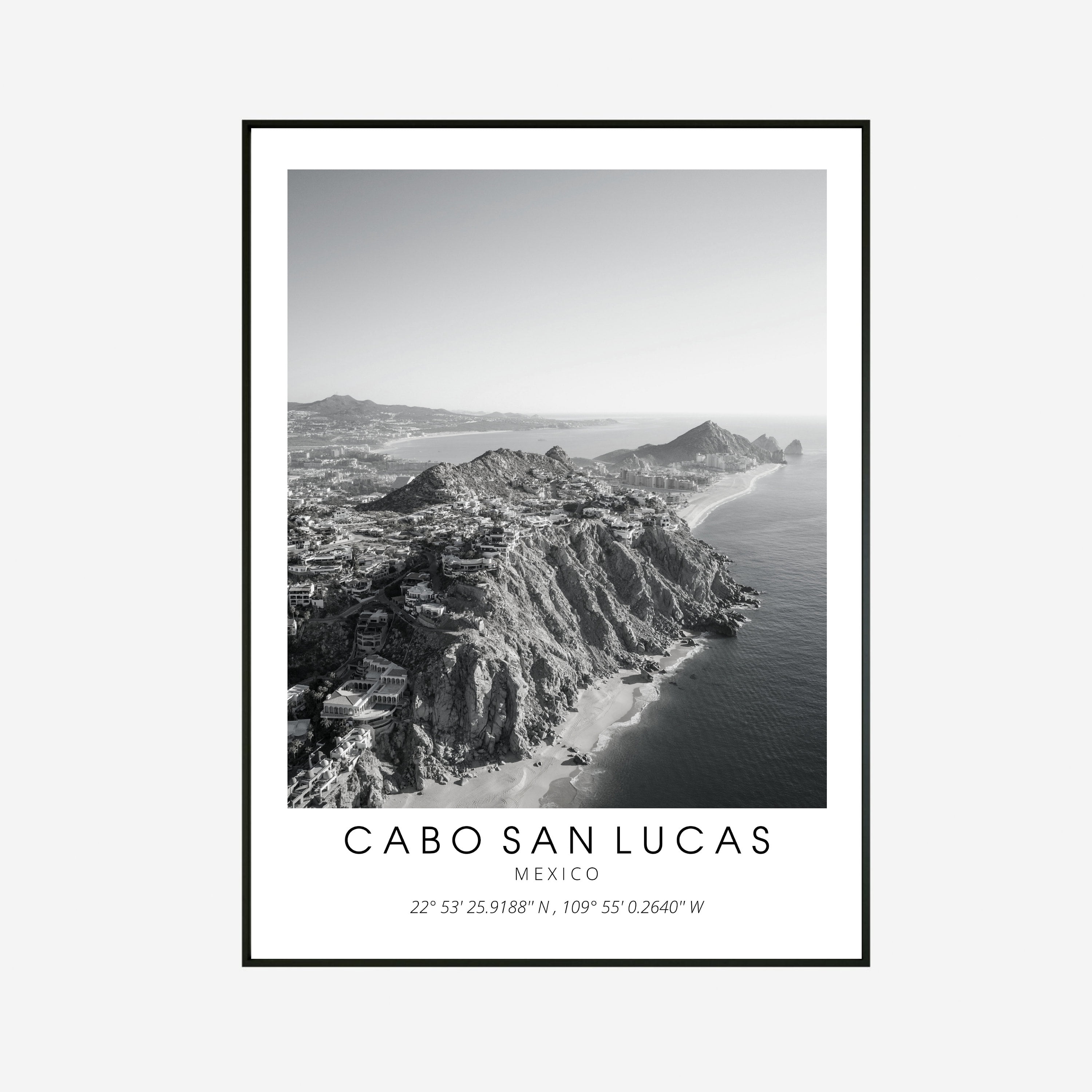 Poster Cabo San Lucas Mexico Black And White Travel Poster - Wall Art ...
