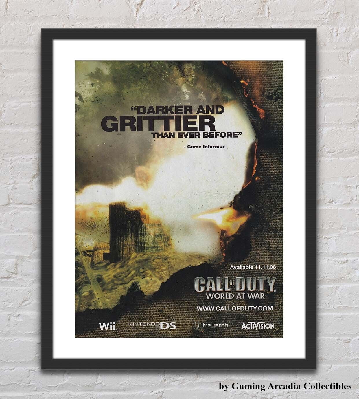 POSTER Call Of Duty World At War Nintendo Wii DS Glossy Promo Ad Poster ...