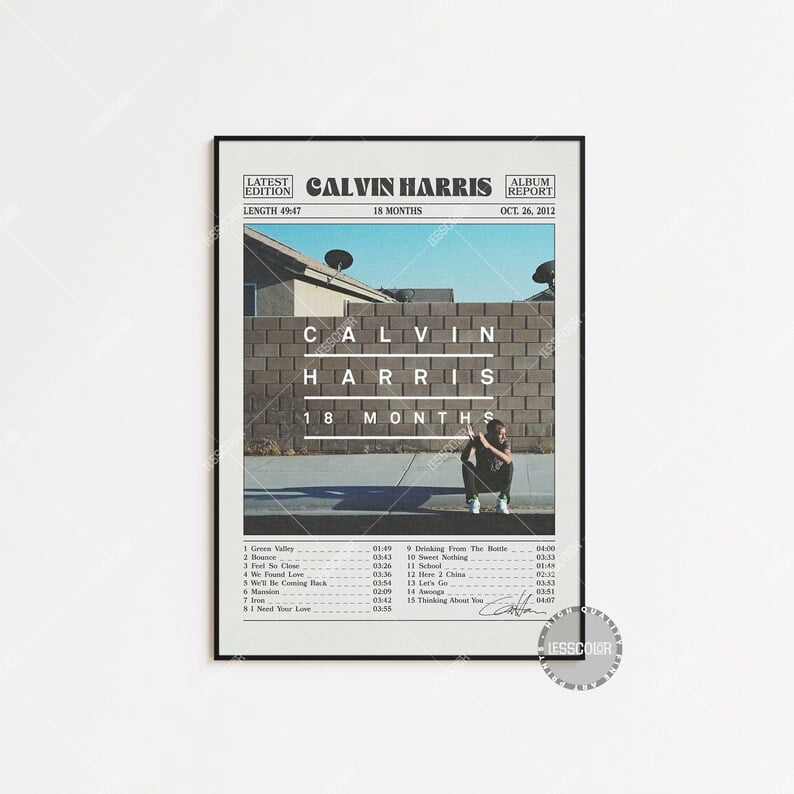 POSTER Calvin Harris Retro Newspaper Print, 18 Months Poster, Calvin ...
