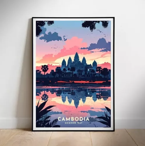 POSTER Cambodia Travel Poster Digital printable wall art, Angkor Wat ...