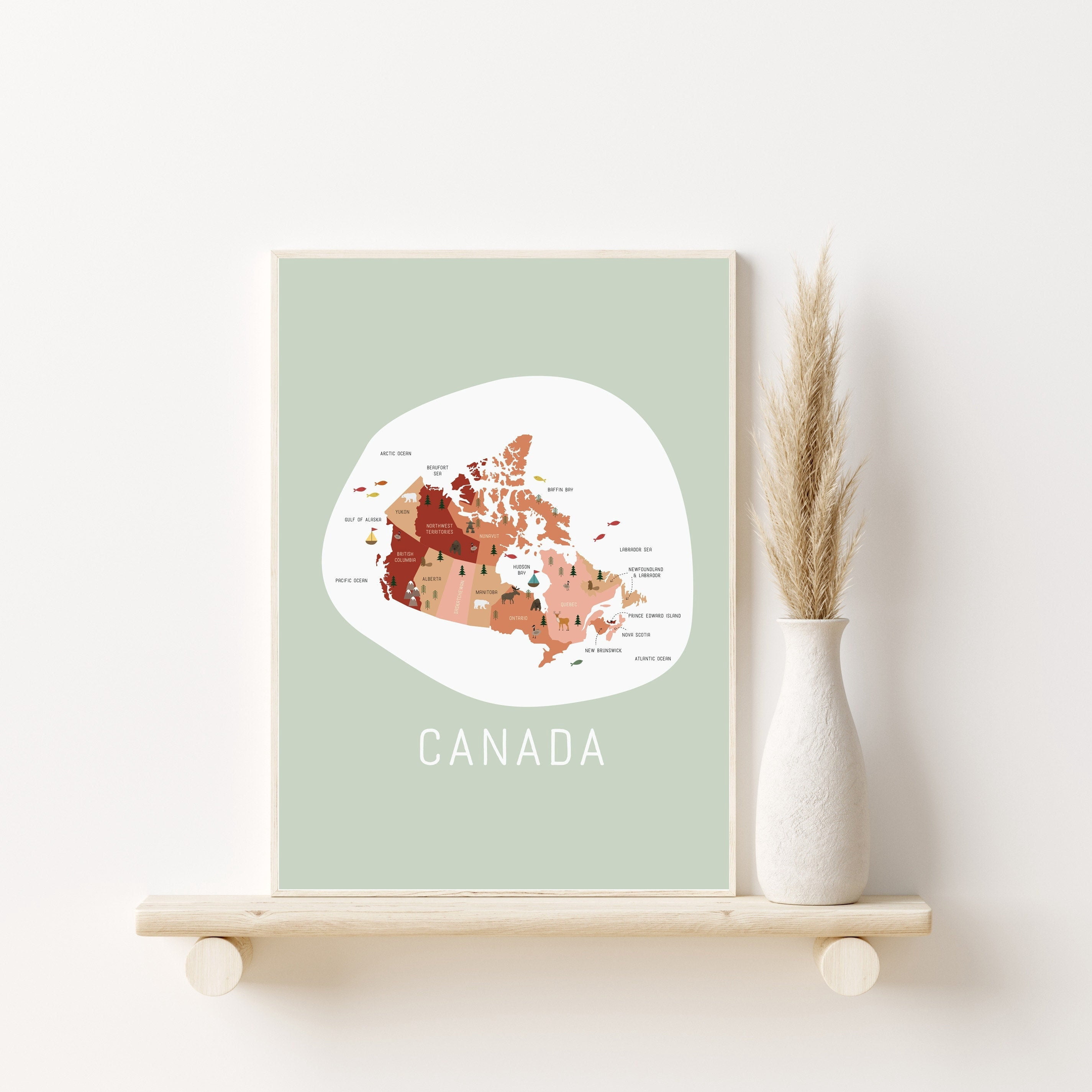 POSTER Canada Map - Travel Poster - Map Poster - Canada Print - Travel ...