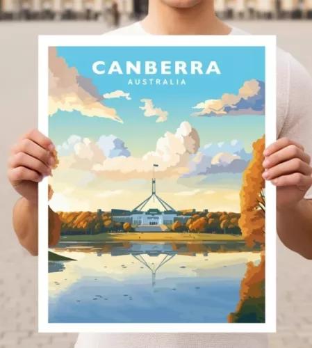 POSTER Canberra Australia Travel Wall Art Print UNFRAMED, 24x36 ...