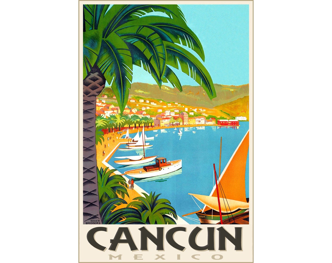 POSTER Cancun Mexico Tropical Beach Travel Poster Roger Broders Repro ...