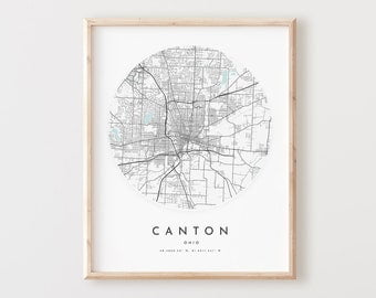 POSTER Canton Map Print, Canton Map Poster City Wall Art, Oh Road Map ...
