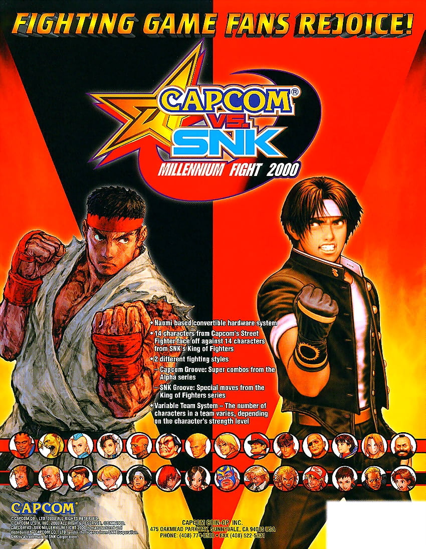 POSTER Capcom VS SNK Millennium Fight 2000 Arcade Poster-12x18-UNFRAMED ...