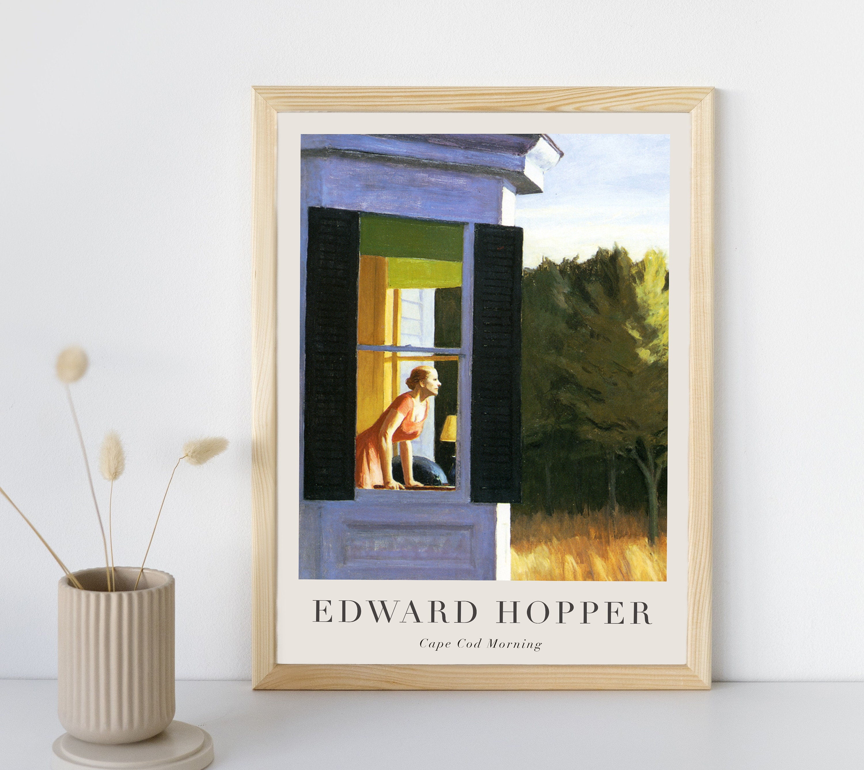 Poster Cape Cod Morning Painting with Text, Edward Hopper, Wall Art ...