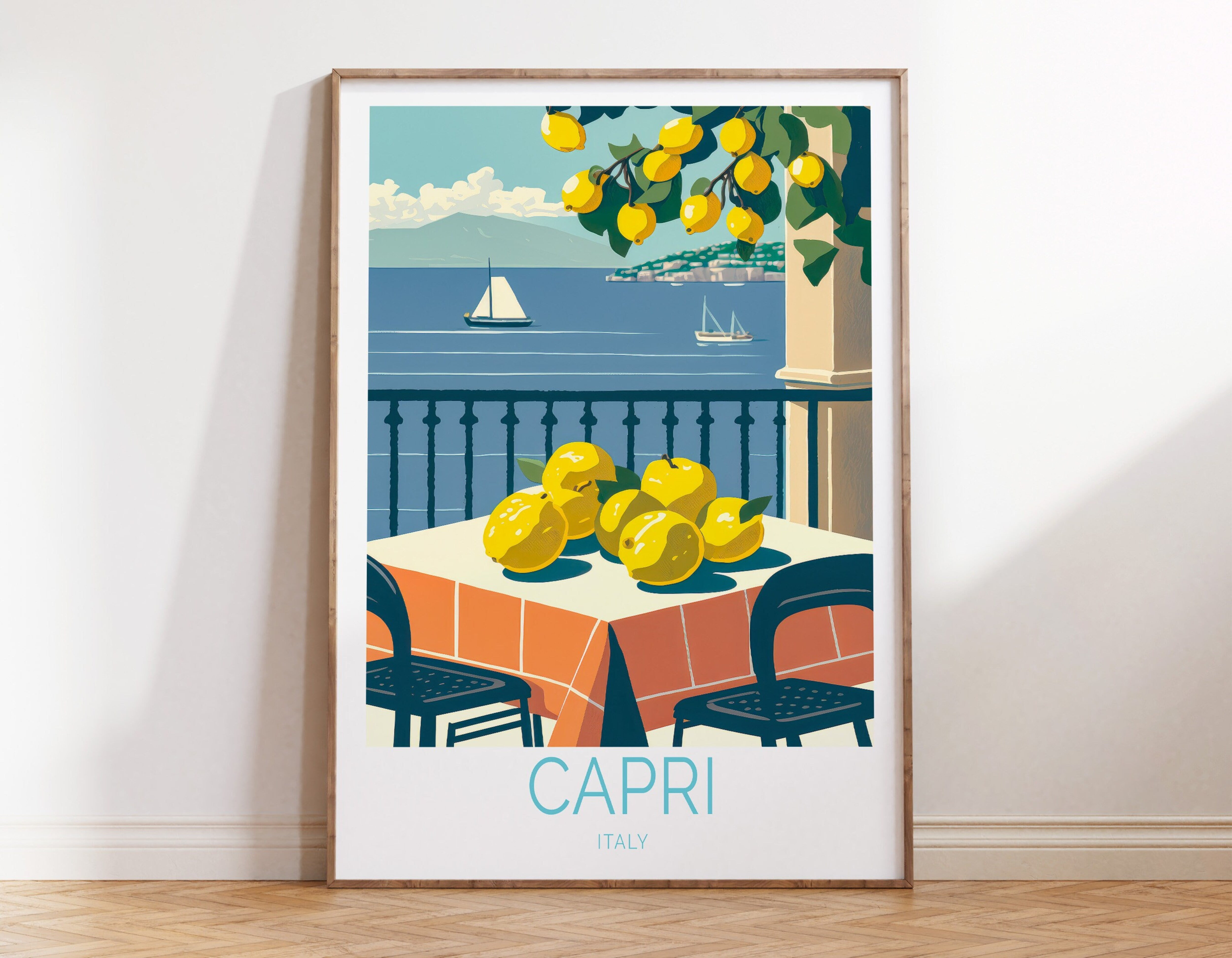 POSTER Capri Lemons Italy Travel Poster, Capri Coast Travel Wall Art ...