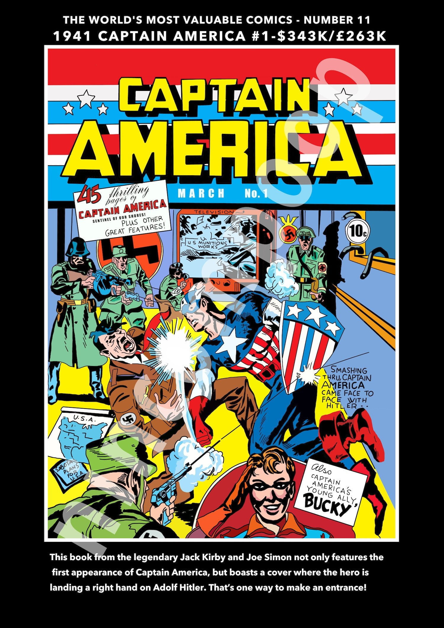 POSTER Captain America #1 Poster - World's Most Valuable Comics No 11 ...