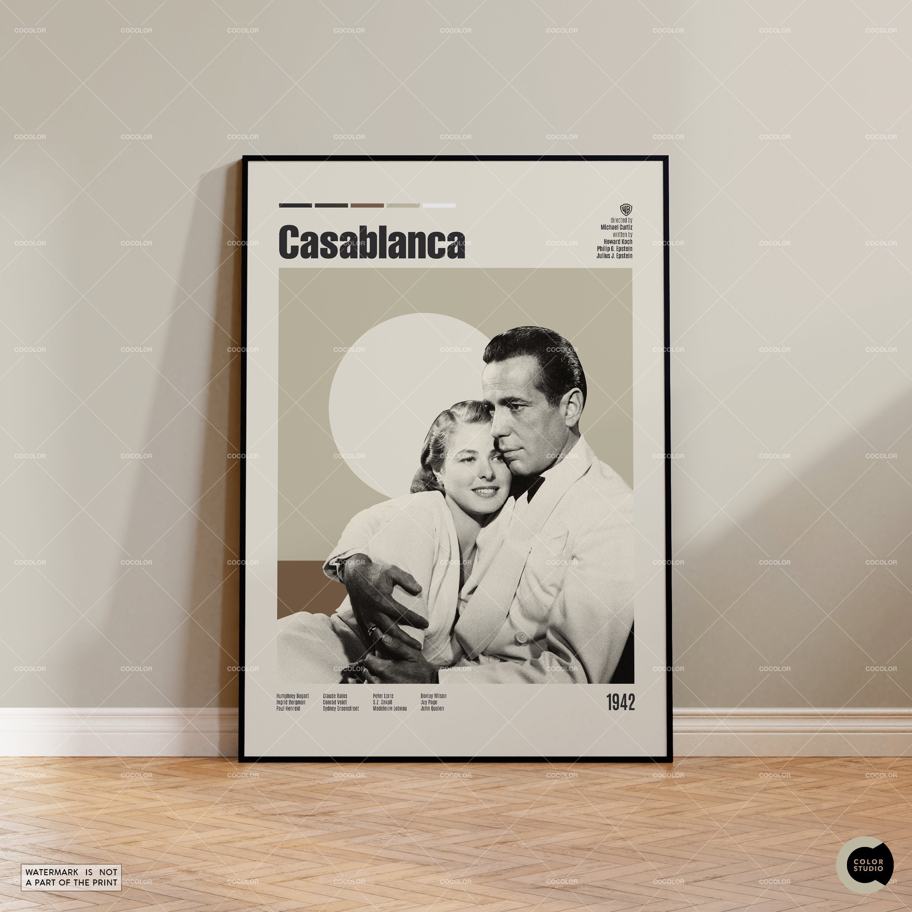 POSTER Casablanca, Michael Curtiz, Vintage Inspired Movie, Retro Modern, Vintage Inspired Poster ...