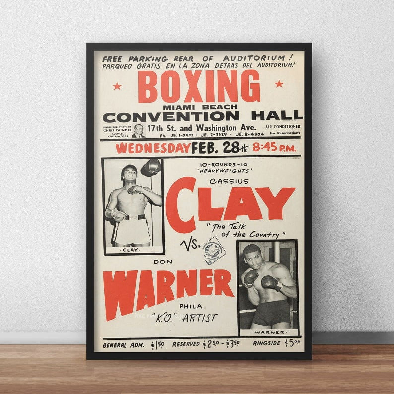 POSTER Cassius Clay Aka Ali Vs Warner Vintage Boxing Poster Famous ...