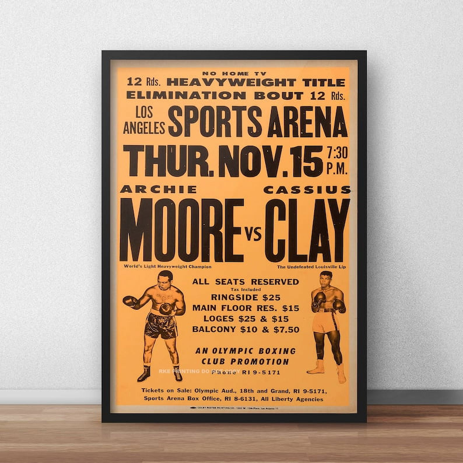 POSTER Cassius Clay Aka Muhammad Ali Vs Archie Moore Vintage Boxing ...