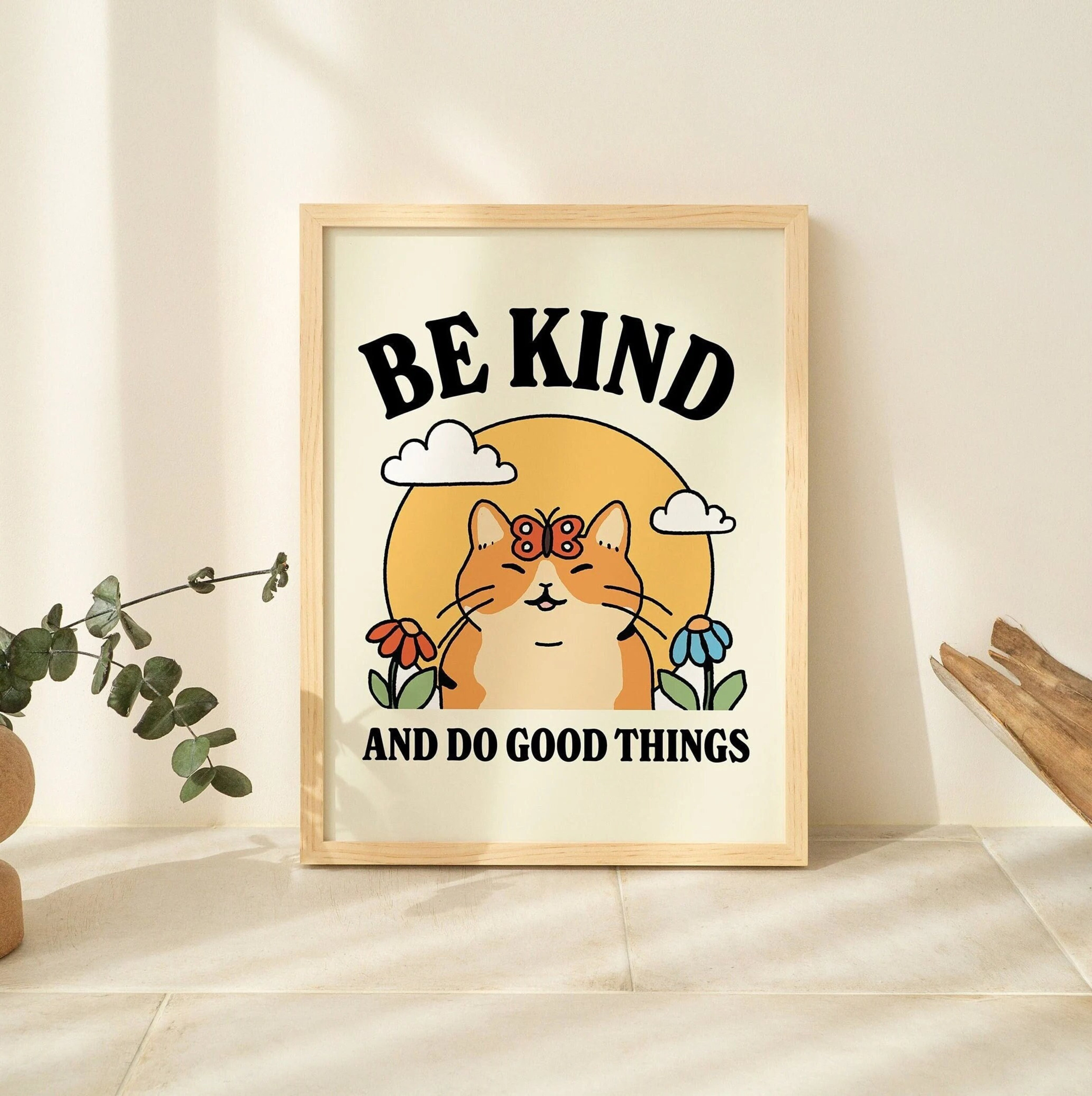 POSTER Cat Illustration Wall Print, Cute Kids Classroom Posters ...