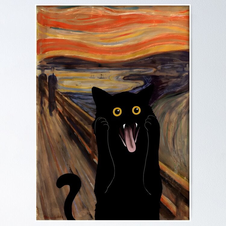 POSTER Cat Poster The Scream Cat Poster NO FRAMED, 8x12 - Walmart.com