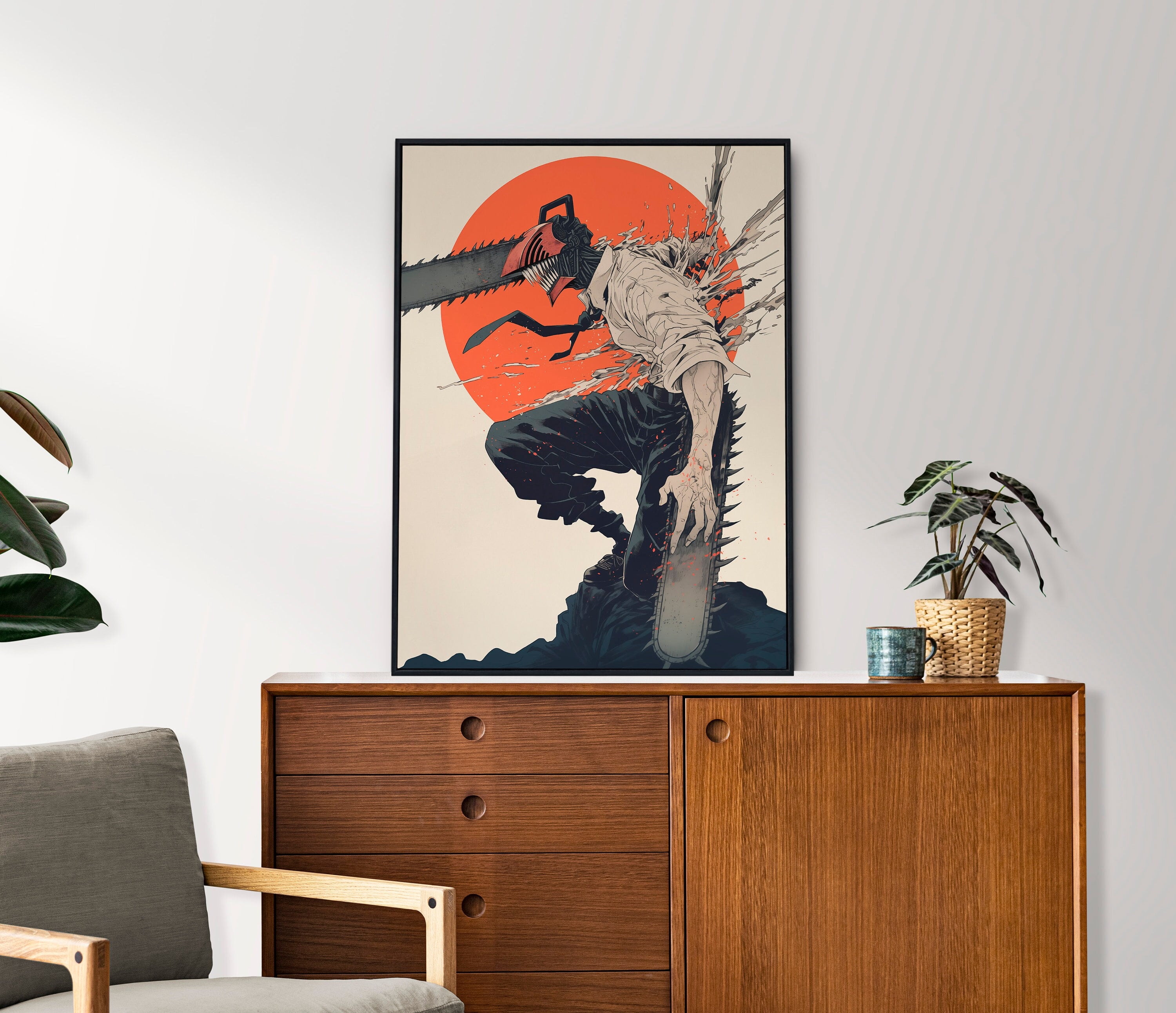 POSTER Chainsaw Man, Denji, Ukiyo-e, Japanese Tapestry Style, Anime ...