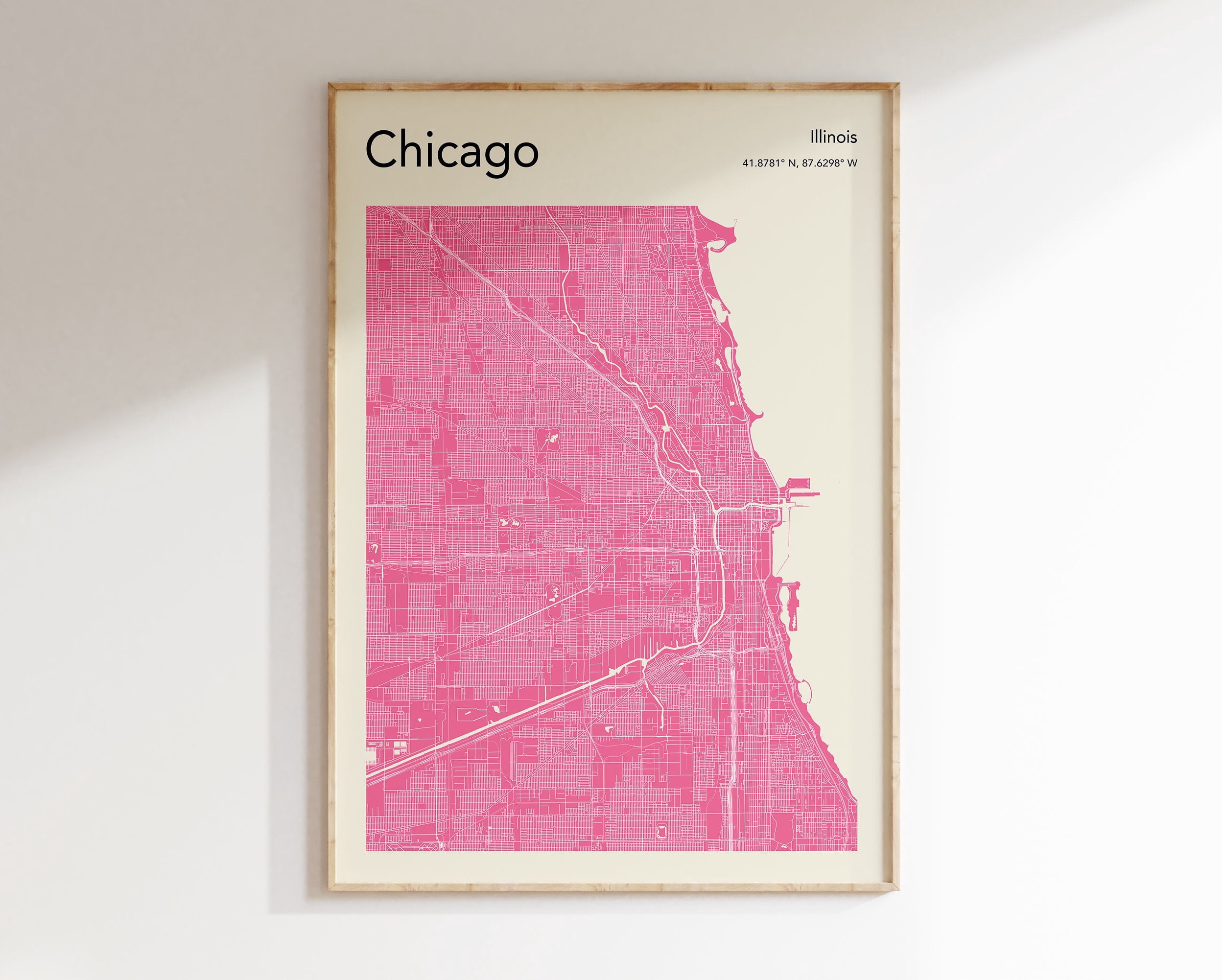 Poster Chicago City Map Print, , Chicago Map Poster , Chicago Map Wall ...