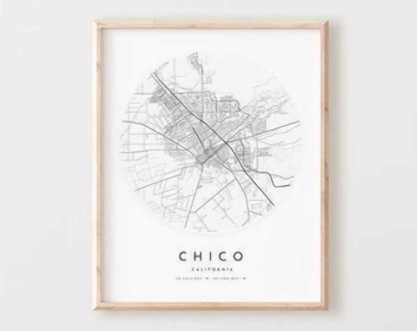 POSTER Chico Map Print, Chico Map Poster City Wall Art, Ca Road Map ...