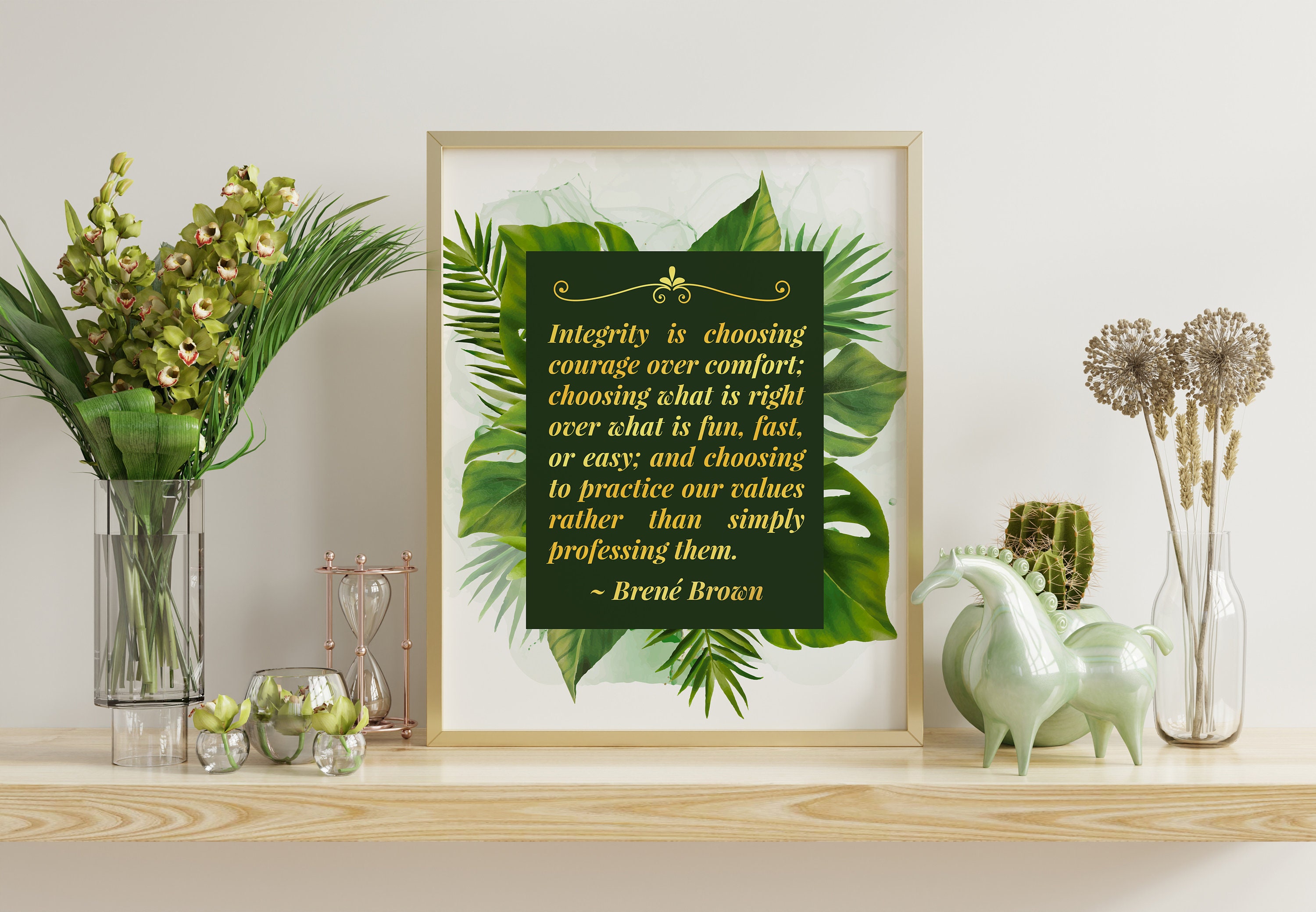 POSTER Choose Courage Over Comfort, BrenÃ© Brown Wall Art Gold Text ...