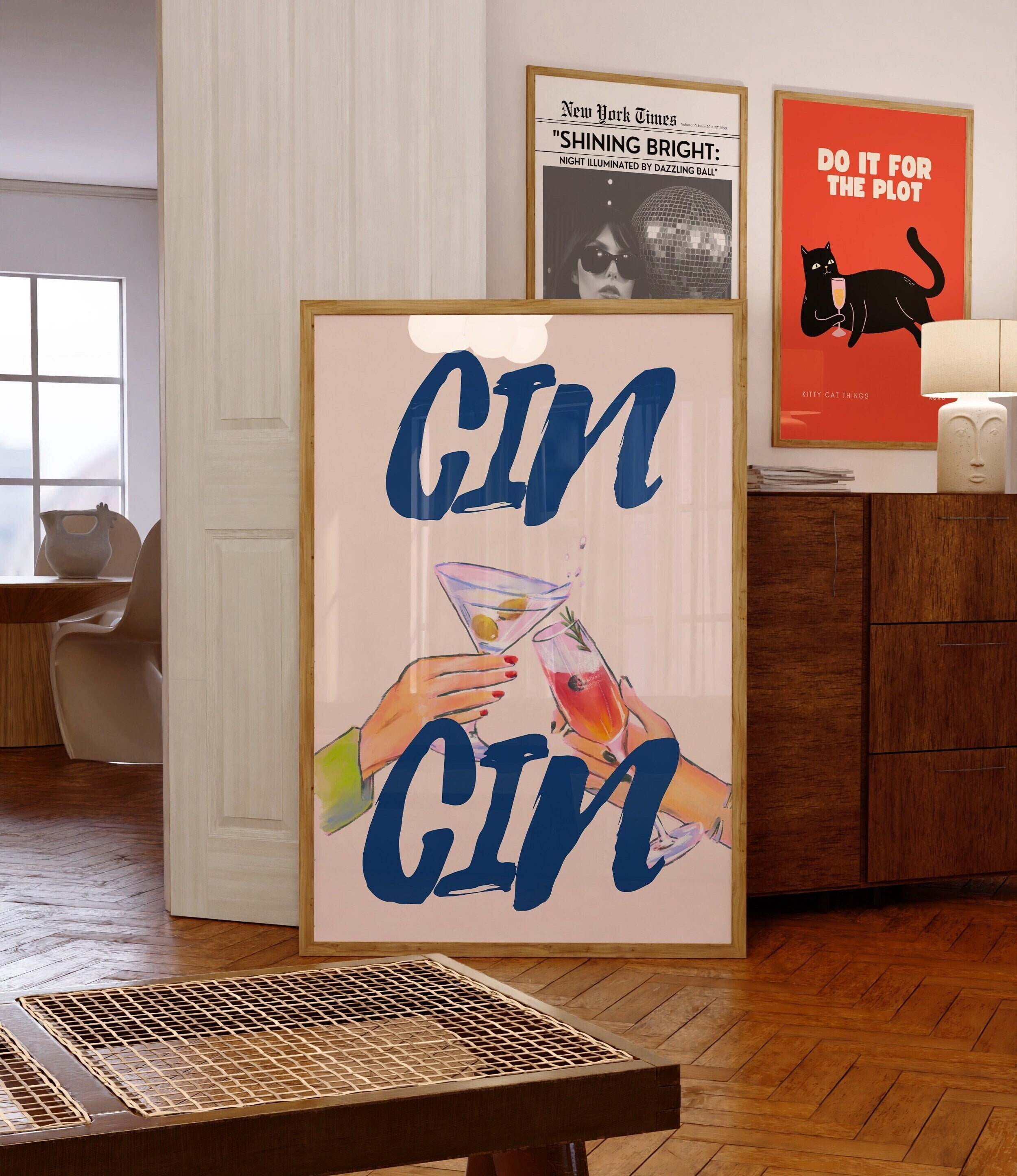 POSTER Cin Cin Print-Bar Cart Art-Retro Cocktail Poster-Martini Art ...