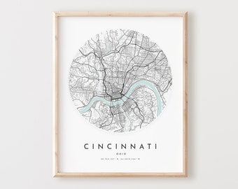 POSTER Cincinnati Map Print, Cincinnati Map Poster City Wall Art, Oh ...